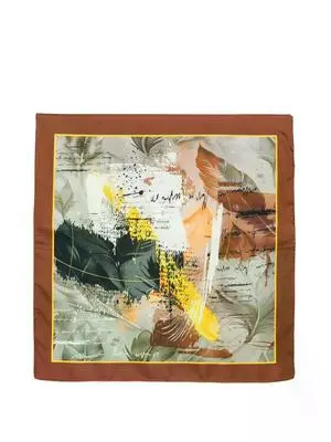 D'ANIELLO Abstract-print Scarf Brown