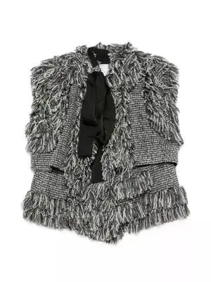 SACAI Fringed Tweed-effect Jacket
