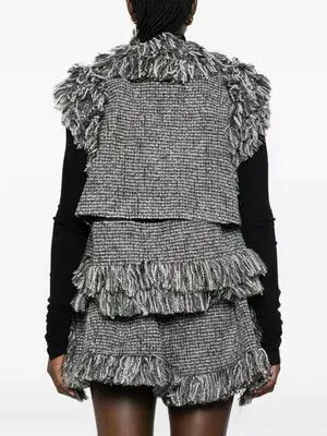 Sacai Fringed Tweed-effect Jacket