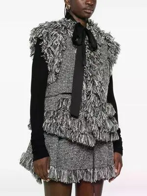 Sacai Sleeveless Tiered Fringe Jacket