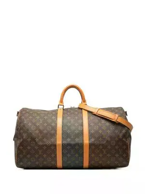 LOUIS VUITTON 1990 Monogram Keepall Bandouliere 55 Travel Bag - Brown