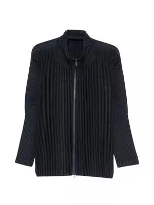 Issey Miyake Pleated Zip-up Cardigan - Blue