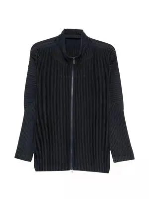 Issey Miyake Pleated Zip-up Cardigan - Blue