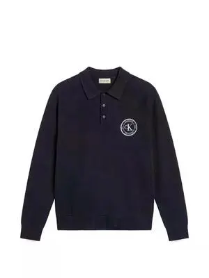 Calvin Klein Varsity Logo-patch Polo Sweater - Blue