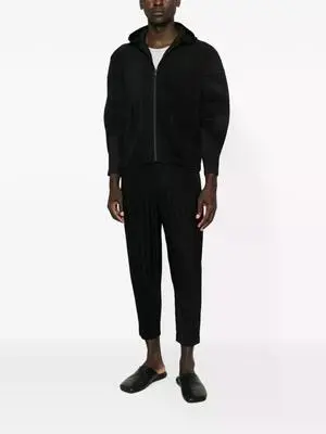 Issey Miyake Plissé Zip-up Hoodie - Black