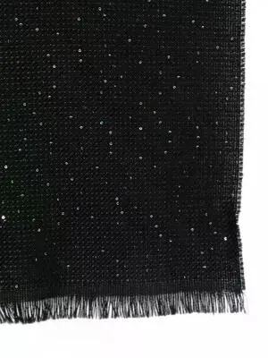 D'ANIELLO Sequin-embellished Frayed Scarf - Black
