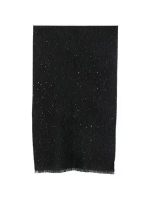 D'ANIELLO Sequin-embellished Frayed Scarf - Black