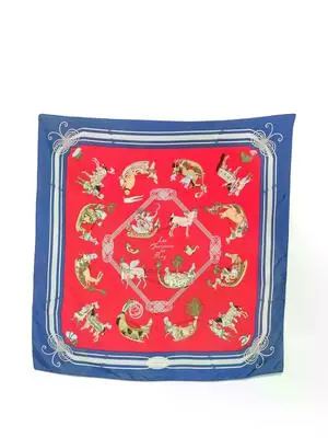 Hermès 1990s Les Fantaisies Du Roy Scarf - Red