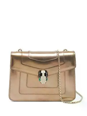 BVLGARI Small Serpenti Forever Patent-leather Shoulder Bag - Gold