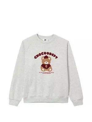 CHOCOOLATE Bear Patch Long Sleeve Sweatshirt - Grey