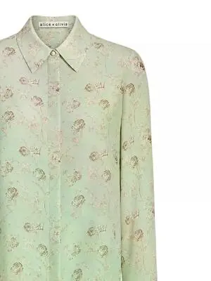 Alice + Olivia Floral Print Silk-blend Blouse