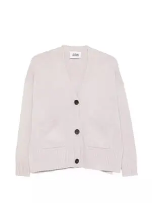 Alpha Studio V-neck Cardigan With Patch Pockets - Neutrals