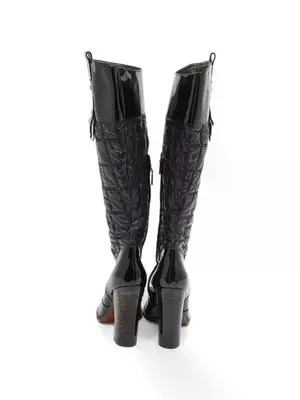 Dolce & Gabbana Quilted Patent Leather Knee High Boots