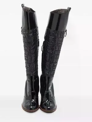 Dolce & Gabbana Quilted Patent Leather Knee High Boots