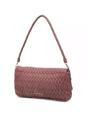 Miu Miu Matelassé Nappa Crystal Chain Satchel - Pink