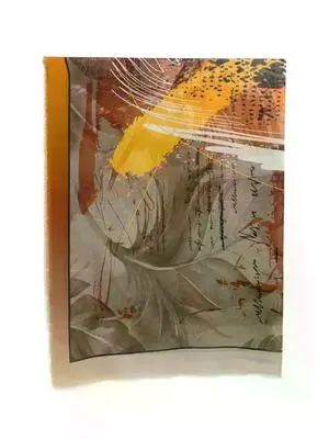 D'ANIELLO Abstract-print Frayed-edge Scarf - Neutrals