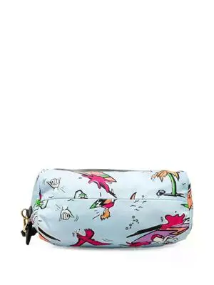 Prada Printed Nylon Cosmetic Pouch With Wrist Strap