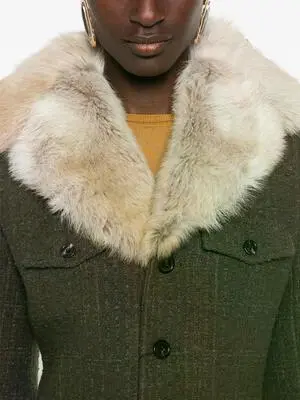 Saint Laurent Faux-fur Collar Textured Jacket