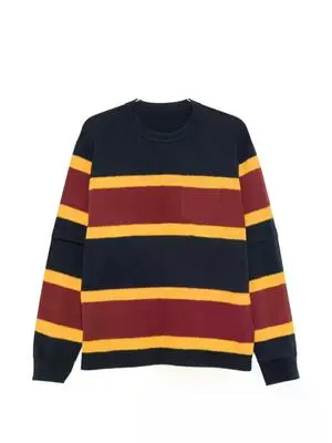 Sacai Striped Knit Layered Sleeve Sweater
