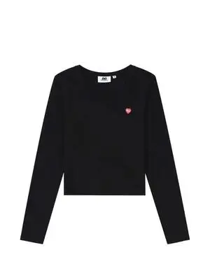 CHOCOOLATE Heart-patch Ribbed T-shirt - Black