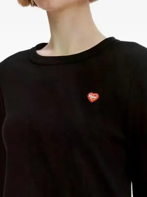 CHOCOOLATE Heart-patch Ribbed T-shirt