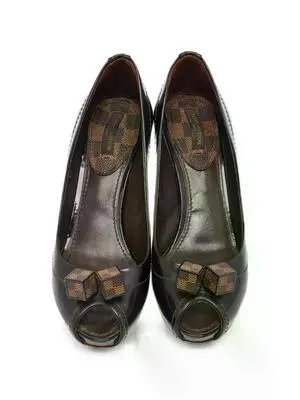 LOUIS VUITTON Damier Cube Peep-toe Pumps