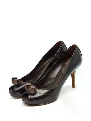 LOUIS VUITTON Damier Cube Peep-toe Pumps - Brown