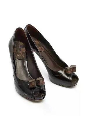 LOUIS VUITTON Damier Cube Peep-toe Pumps