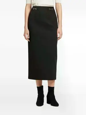 Gucci Midi Skirt With Horsebit Detail - Black
