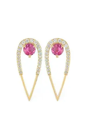 EDEN PRESLEY Peacock Pink Tourmaline And Diamond Earrings - Gold
