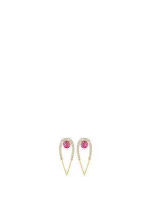 EDEN PRESLEY Peacock Pink Tourmaline And Diamond Drop Earrings In 14k Yellow