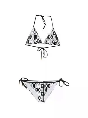 JIMMY CHOO Logo Print Triangle Bikini
