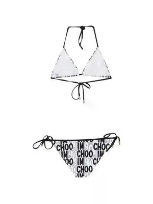 JIMMY CHOO Logo Print Triangle Bikini