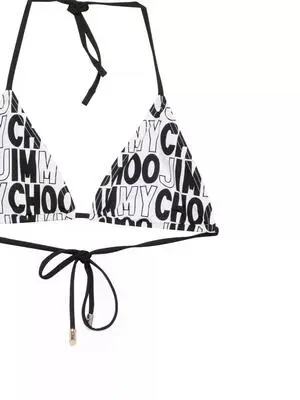 JIMMY CHOO Logo Print Triangle Bikini