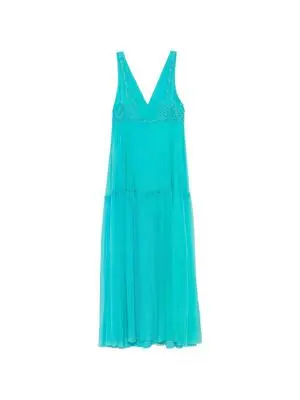 Alberta Ferretti Lace-appliqué Tiered Maxi Dress