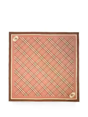Burberry Check Knight Stamp Silk Scarf - Pink