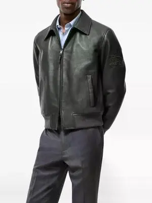Burberry Leather Bloomsbury Bomber Jacket