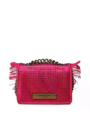 Kurt Geiger Fuchsia Crystal Embellished Fringed Shoulder Bag