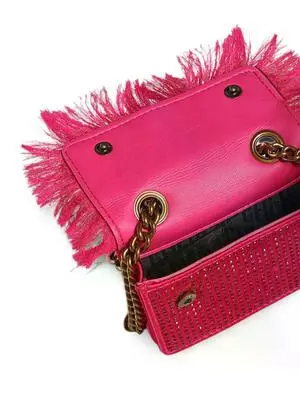 Kurt Geiger Fuchsia Crystal Embellished Fringed Shoulder Bag