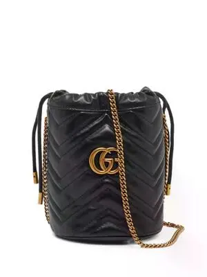 Gucci Matelassé Gg Marmont Bucket Bag - Black