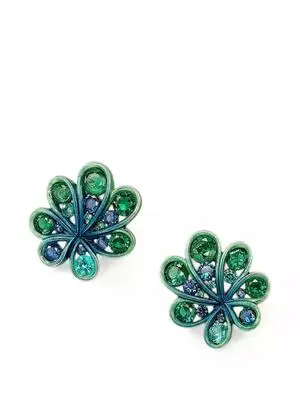 ANABELA CHAN Chanterelle Emerald And Sapphire Stud Earrings - Green