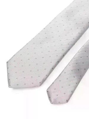 SAPIO Polka-dot Herringbone-pattern Tie - Grey