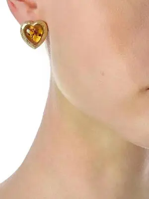 ANABELA CHAN Lab-grown Amber Heart-shape Stud Earrings