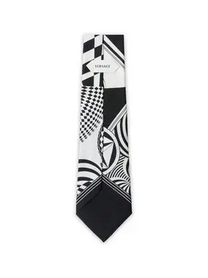 Versace Versace Printed Silk Twill Neck Tie White