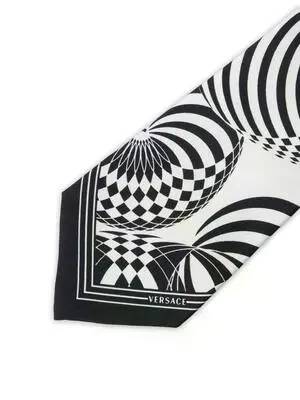 Versace Printed Silk Twill Neck Tie - White