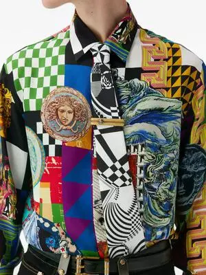 Versace Printed Silk Twill Neck Tie - White