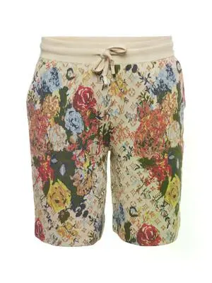 LOUIS VUITTON Floral Monogram Jacquard Knit Shorts - Neutrals