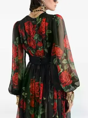 Dolce & Gabbana Rose-print Chiffon Midi Dress