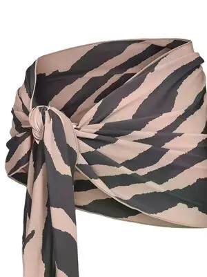 TROPIC OF C Souk Zebra-print Wrap Mini Skirt - Neutrals