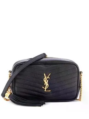 Saint Laurent Lou Camera Bag Matelasse Chevron Leather Mini Crossbody Bag - Black